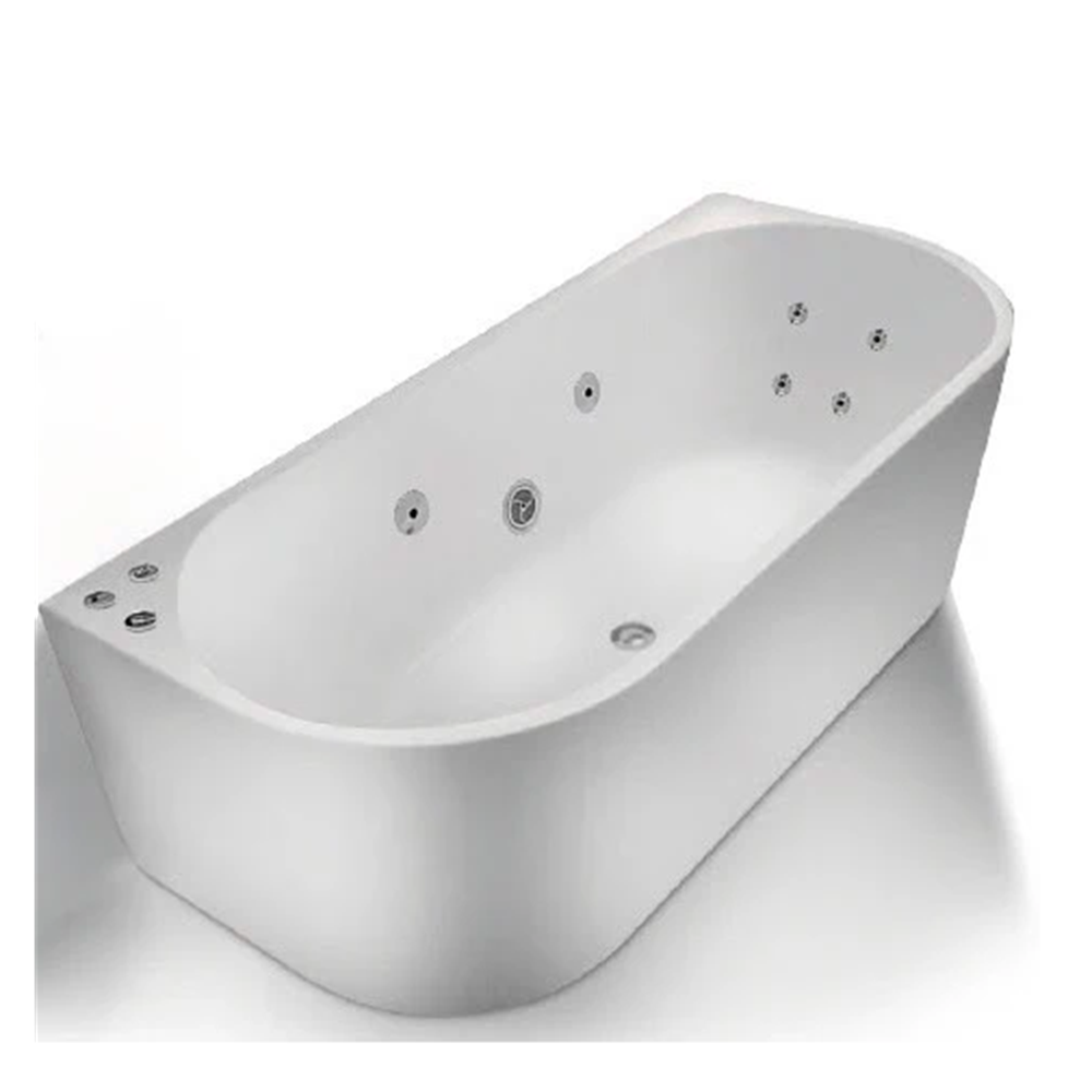 FS36 1700mm Gloss White/Black Rectangle 10 Jets Back to Wall Freestanding Spa Bath | HD Reno
